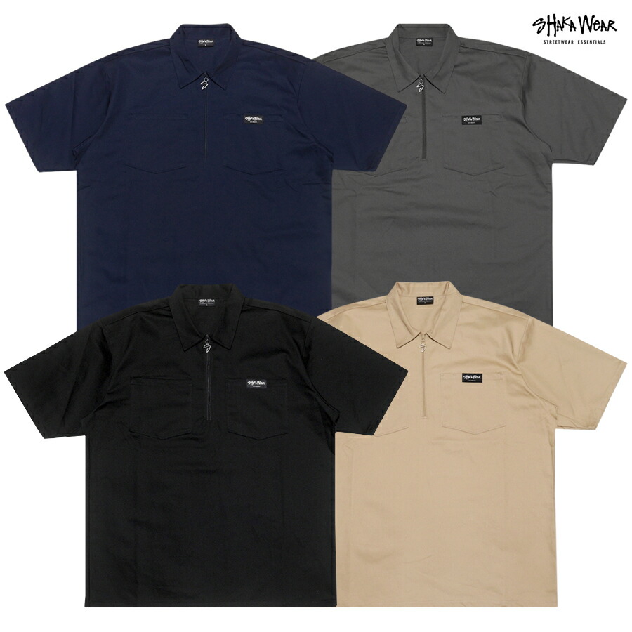【楽天市場】【送料無料】SHAKA WEAR ZIP WORK SHIRTS【BLACK/KHAKI/NAVY/GRAY】(M・L・XL ...