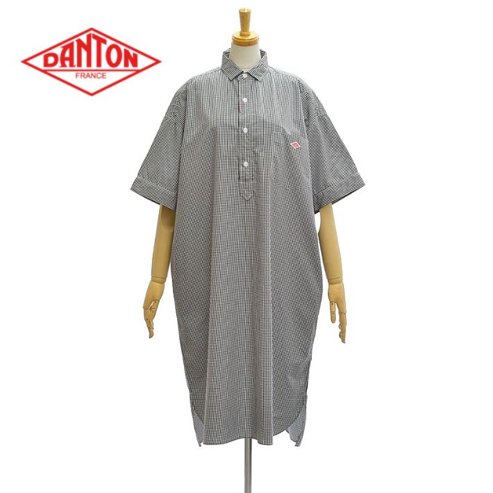 【楽天市場】ダントン JD-3655CPP コットンポプリン プルオーバーシャツドレス 半袖ワンピース チェック柄 レディース DANTON：INFINITY Co.，Ltd.