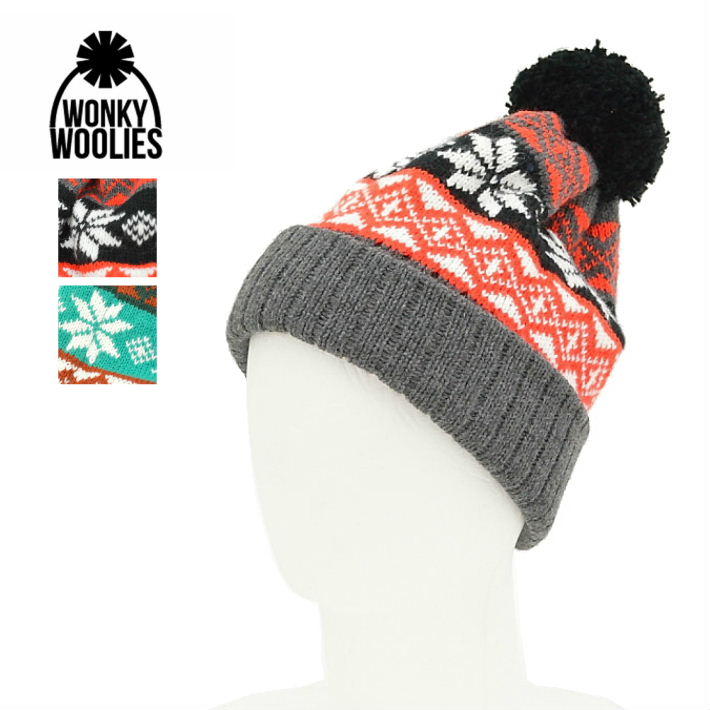 【楽天市場】ウォンキーウーリース SNOWFLAKE ニットキャップ ボンボン付き ニット帽 ニットキャップ レディース メンズ WONKY ...
