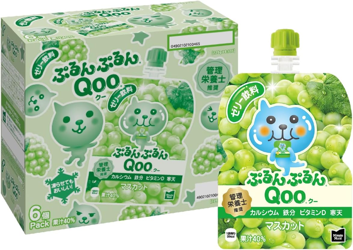 【楽天市場】【訳あり】コカ・コーラ ミニッツ メイド ぷるんぷるんQoo マスカット 125gパウチ×6袋：iiKaKaKuのペット館