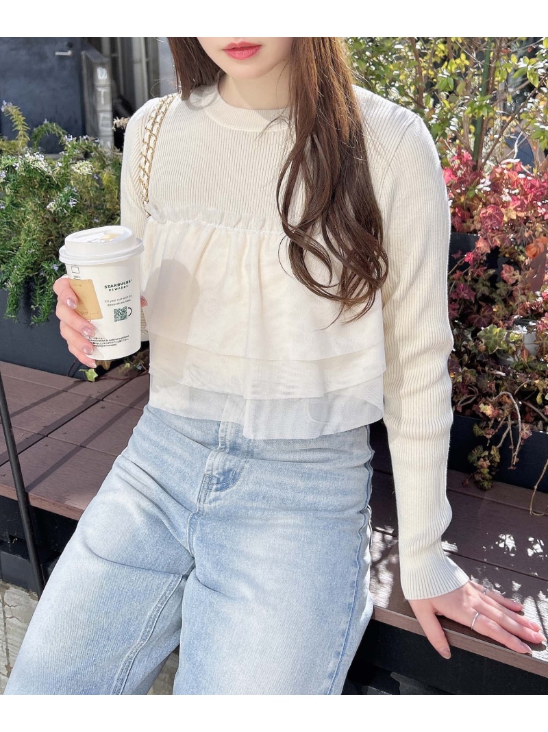 【楽天市場】【SALE／10%OFF】INGNI/(W)12Gチュールフリルドッキングニット INGNI イング トップス ニット ブラック ホワイト グレー【RBA_E】[Rakuten ...