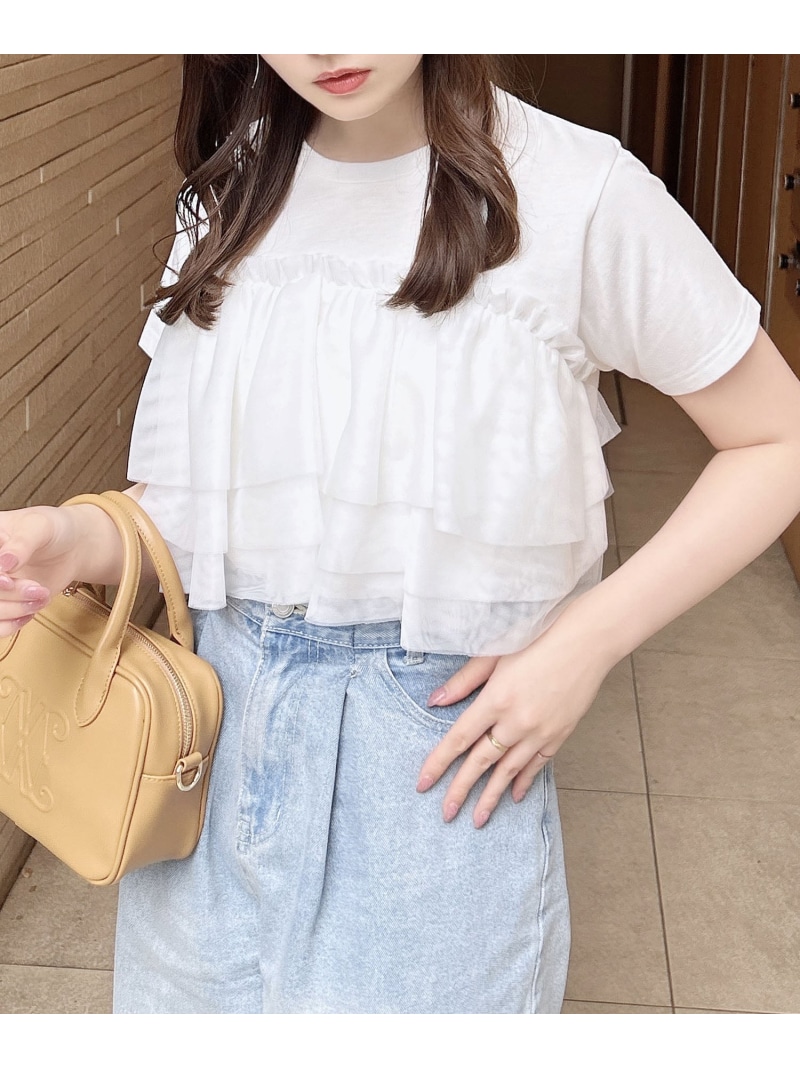 【楽天市場】【WEB限定】チュールドッキングトップス INGNI イング トップス カットソー・Tシャツ ホワイト ブラック[Rakuten Fashion]：INGNI