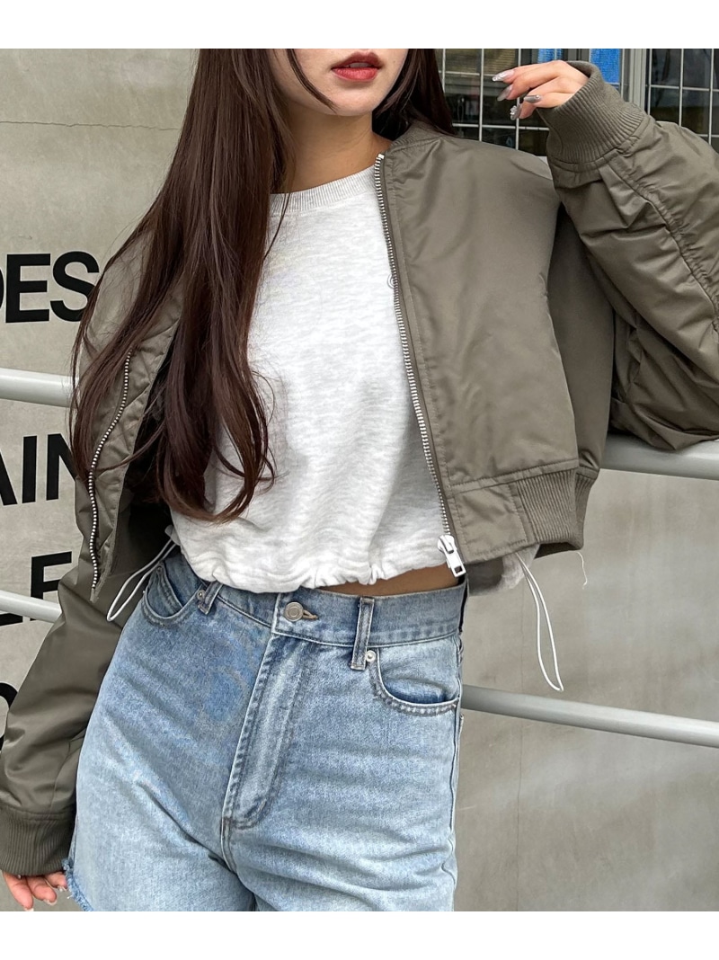 【楽天市場】【SALE／50%OFF】クロップド丈MA-1 INGNI イング ジャケット・アウター MA-1 カーキグリーン グレー ブラック【RBA_E】[Rakuten Fashion ...