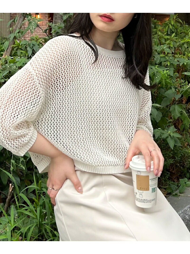 【楽天市場】【SALE／43%OFF】7Gメッシュショートニット INGNI イング トップス ニット ベージュ ピンク ブラック ホワイト ...