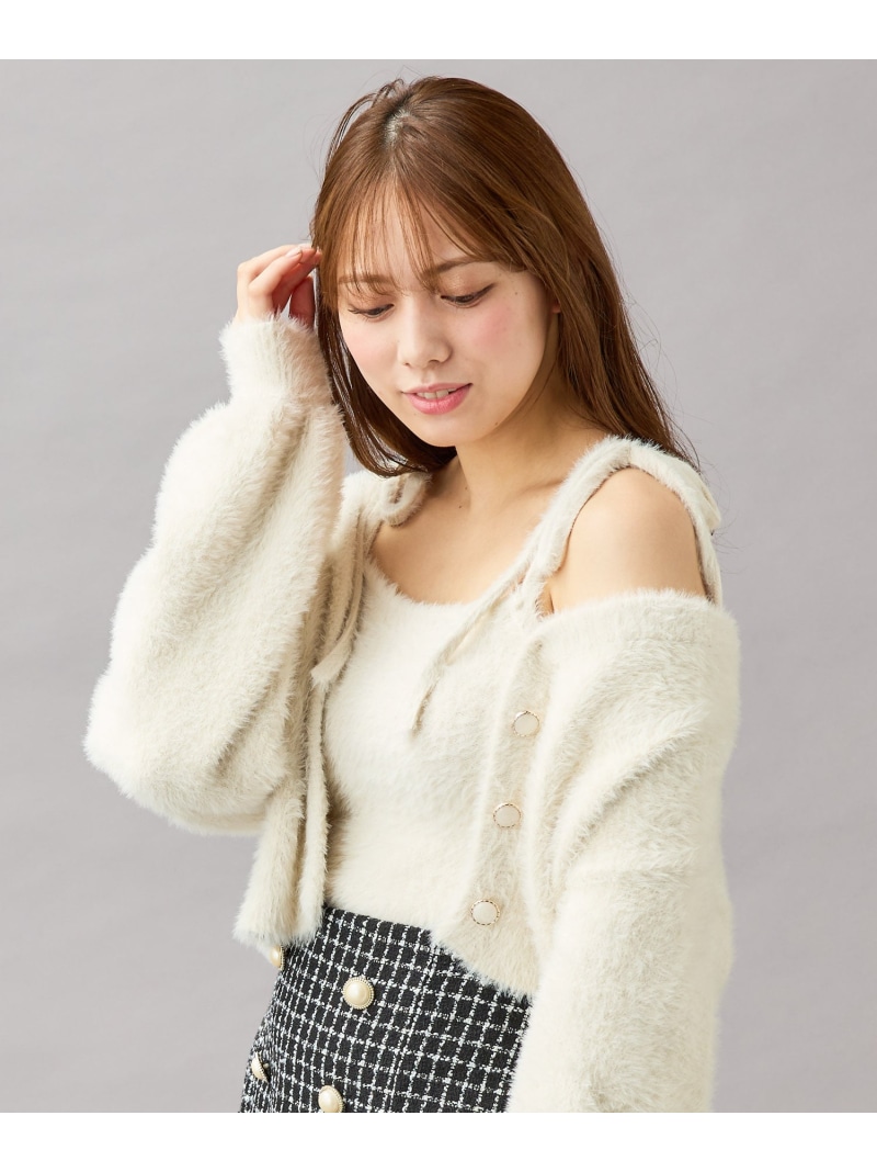 【楽天市場】【SALE／59%OFF】7Gフェザーショート丈ニットCD+肩リボンキャミSET INGNI イング トップス アンサンブル ピンク グレー ホワイト【RBA_E】[Rakuten ...