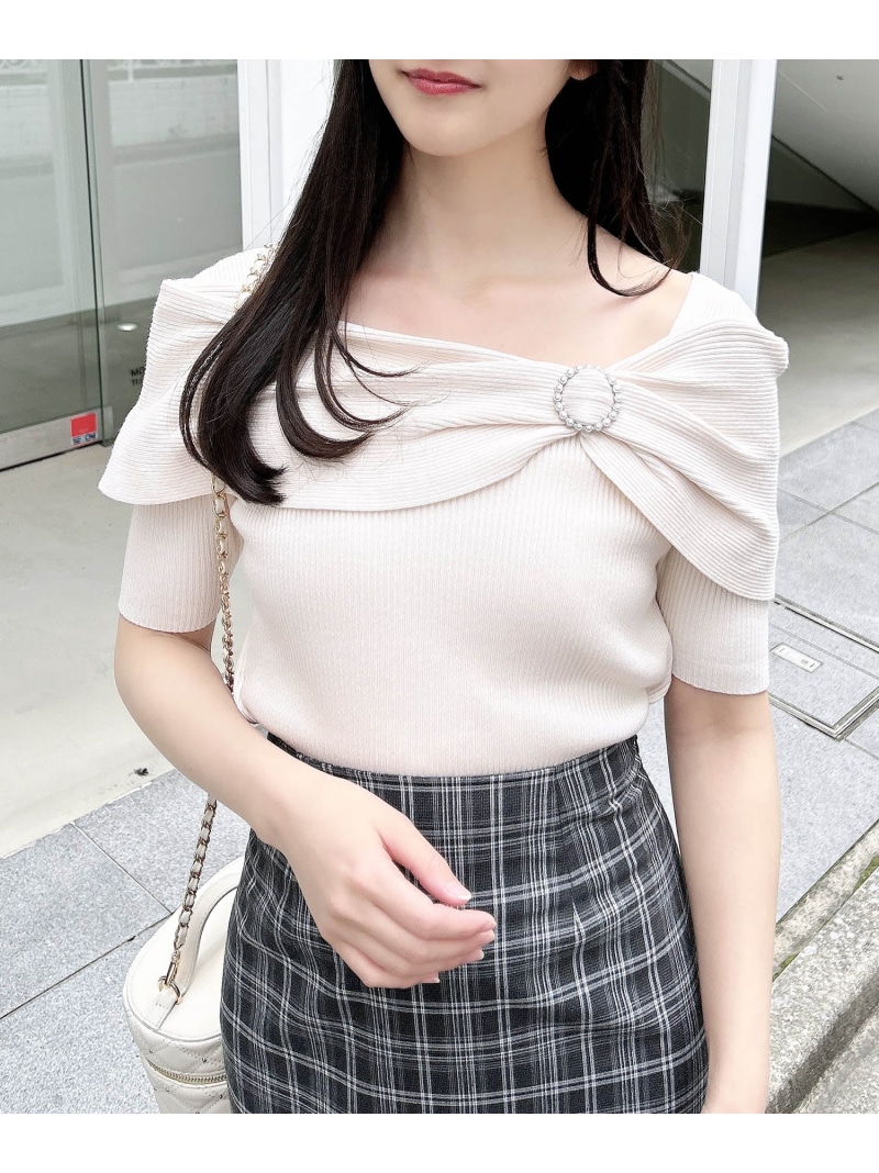 【楽天市場】【SALE／48%OFF】パールリングオフショル半袖ニット INGNI イング トップス ニット ピンク ホワイト ブルー ブラック【RBA_E】[Rakuten Fashion ...