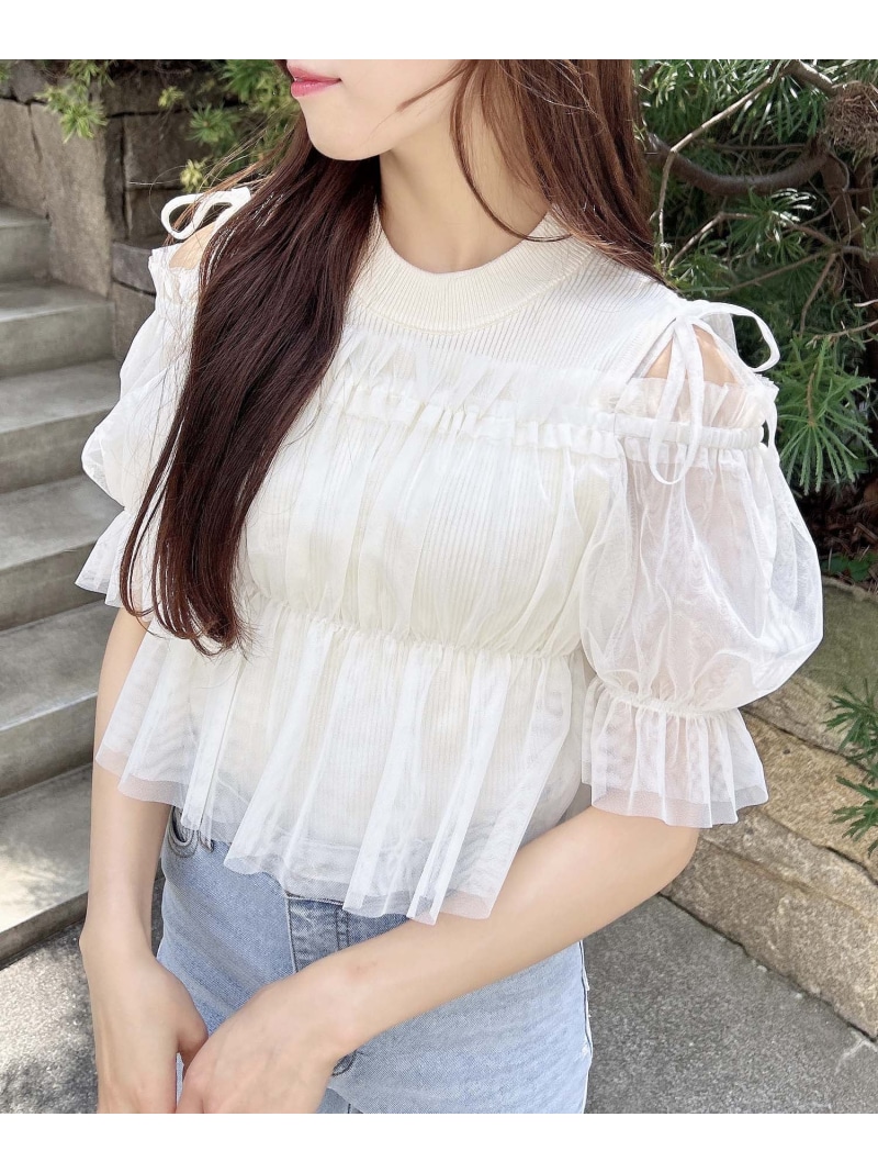 【楽天市場】【SALE／48%OFF】ノースリニット＋オフショルチュールブラウス／セット INGNI イング トップス シャツ・ブラウス ブラック ホワイト ピンク【RBA_E ...