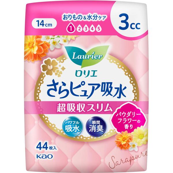 【楽天市場】花王 ロリエさらピュア吸水 超吸収スリム 3ccパウダリーフラワーの香り 44枚：INNI SELECT・Global 対応