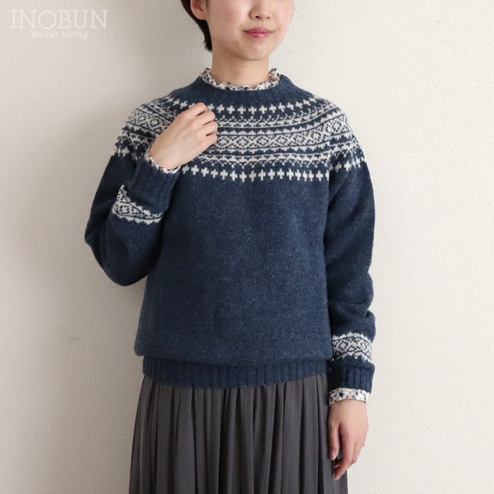 【楽天市場】【再入荷予定なし】ハーレーオブスコットランド フェアアイルセーター L3170/7 デニム系 ニット Harley of ...