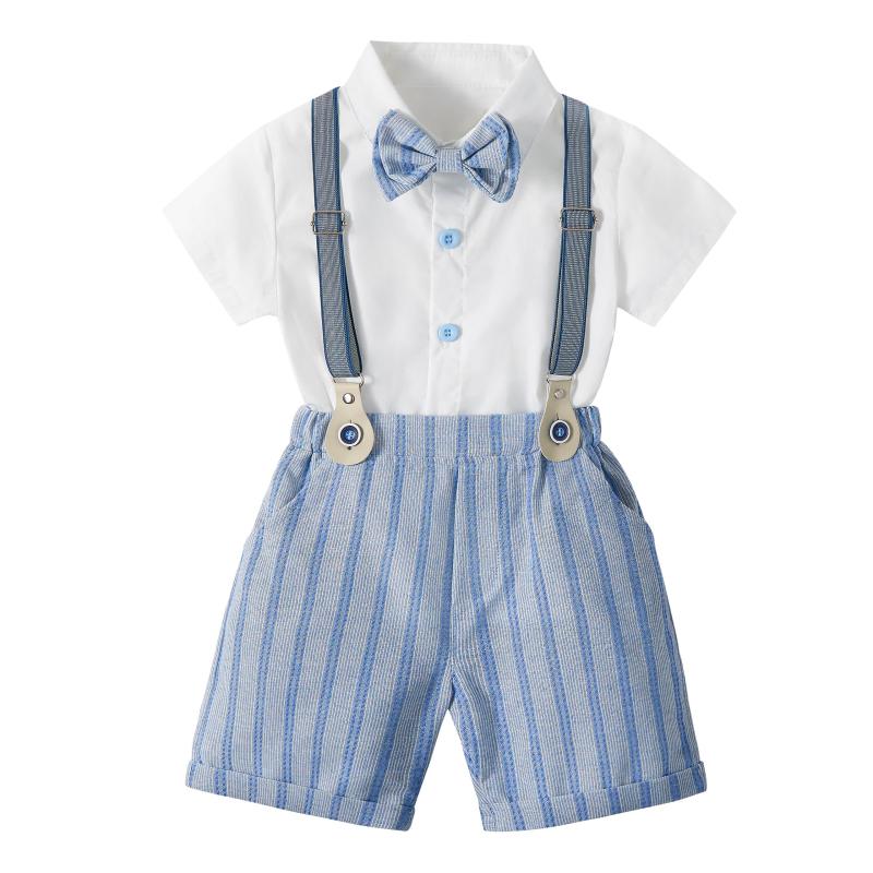 【楽天市場】[Volunboy] 男の子 フォーマル ベビー スーツ 夏 半袖 子供 セットアップ キッズ シャツ 半ズボン 蝶ネクタイ サスペンダー 4点セット おしゃれ お宮参り 結婚式 ...