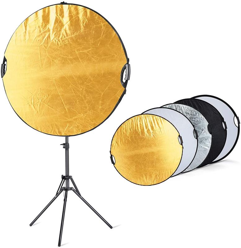 【楽天市場】Selens 5-in-1 丸レフ板 110cm ライトスタンド180cm クリップホルダー スタジオ撮影キット 人物撮影 商品撮影 ビデオ ポートレート撮影に対応 (金、銀、白 ...