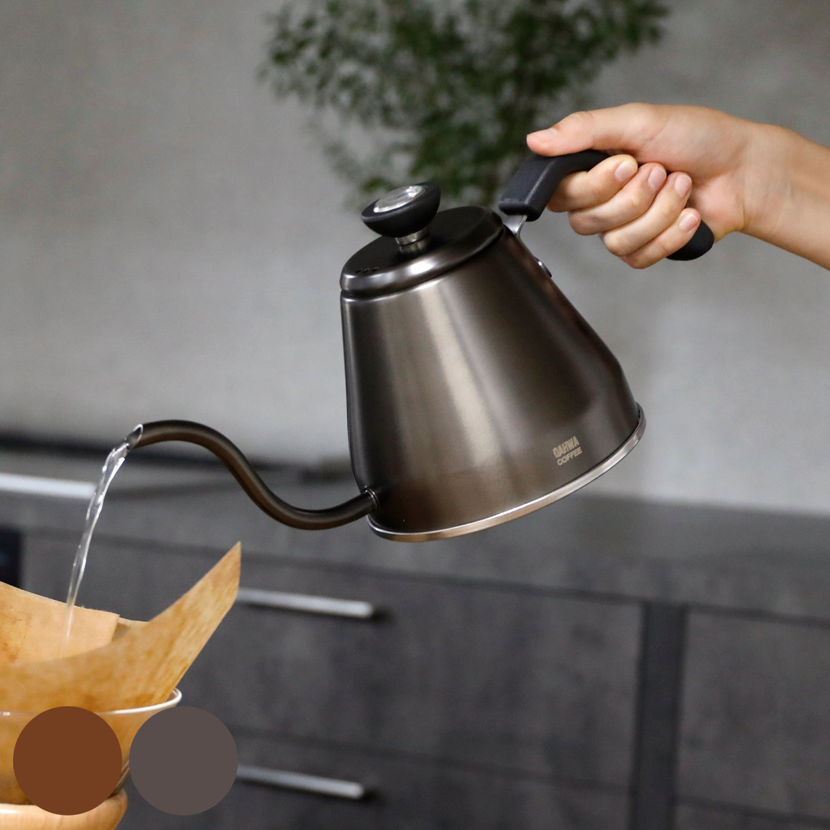 【楽天市場】ドリップケトル 温度計付き 1.2L IH対応 QAHWA ステンレス （ ガス火対応 ドリップポット コーヒーポット コーヒーケトル ケトル 細口 温度計 ハンドドリップ ...