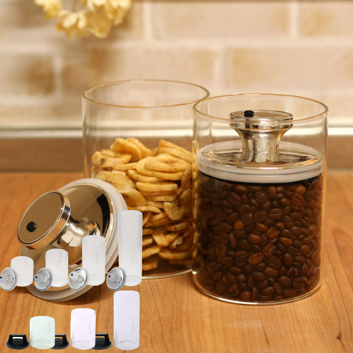 【楽天市場】保存容器 ガラスキャニスター エアリデューサー （ スリム ワイド 1～2個セット 600ml 900ml 1.2L 1.3L 1.8L 2L 密封 ガラス ガラス保存容器 調味料 ...