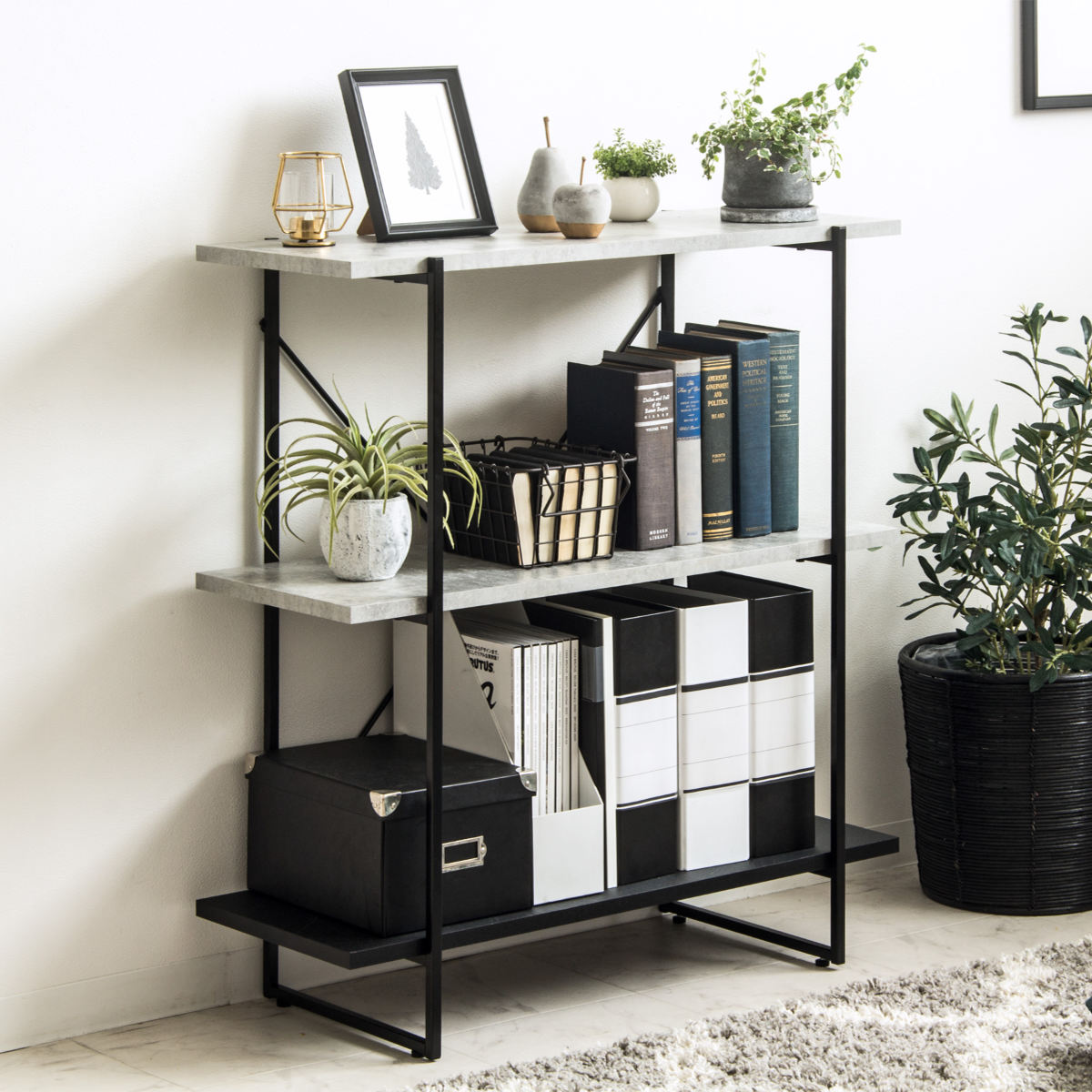 【楽天市場】オープンラック 幅80cm A4サイズ縦収納 ストーン調 上下組替可能 （ 3段 ラック 棚 A4対応 石目調 組み立て簡単 収納 本棚 ディスプレイ 家具 A4ファイル 飾り棚 ...