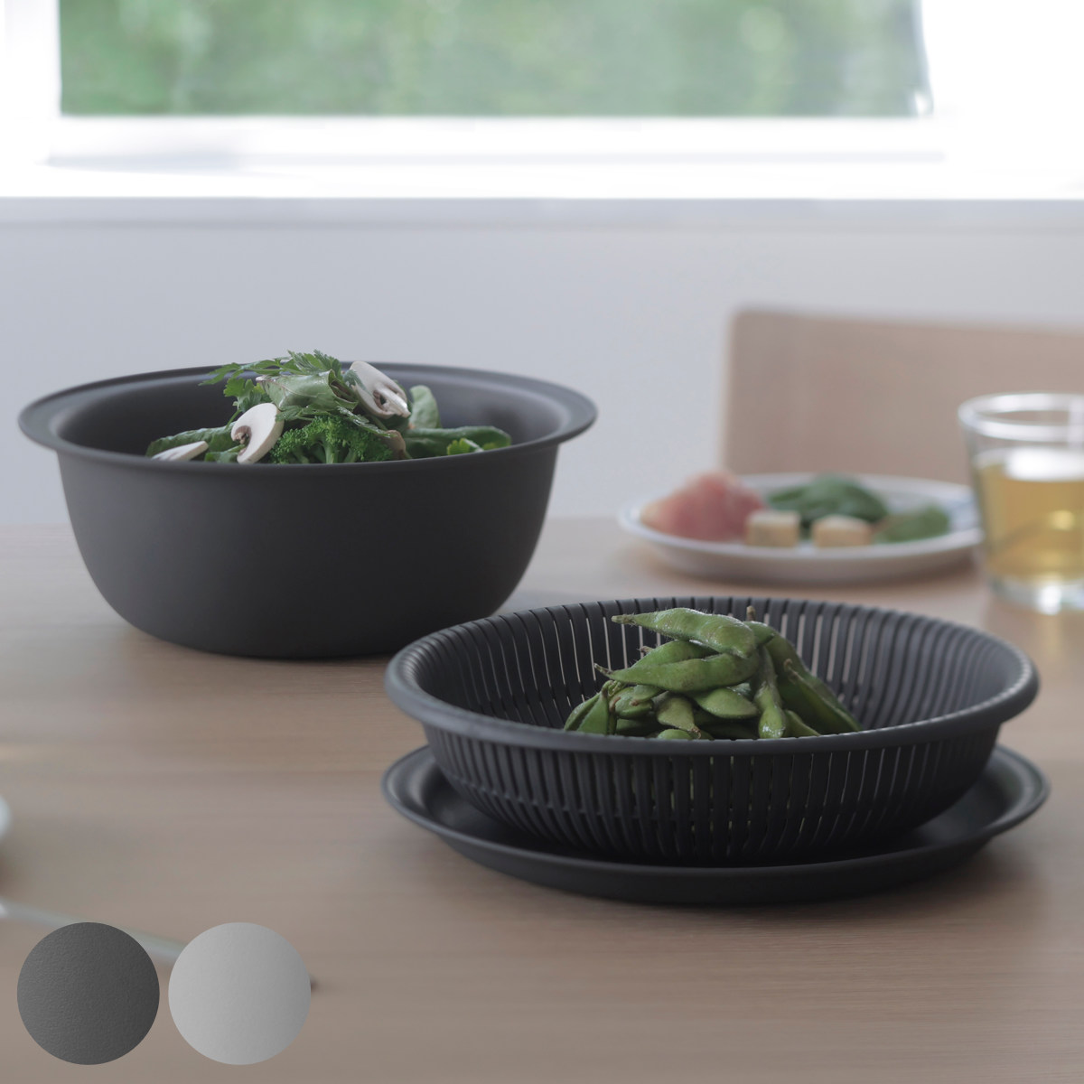 【楽天市場】marna マーナ マーナのきほん ザルボウル 21cm K809 （ 3点セット トレー付き 食洗機対応 電子レンジ対応 蒸し器 耐熱 蓋 麺 水切り 湯切り プラスチック 浅型 ...