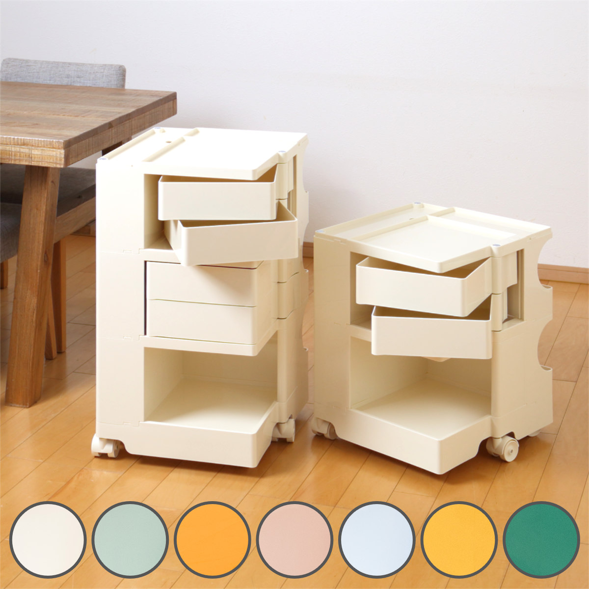 【楽天市場】マルチワゴン 幅43cm Pluna（プルーナ）ロータイプ ハイタイプ 四面収納 完成品 （ ワゴン キャスター付 収納 棚 ラック トレー 2段 4段 ミニワゴン トロリー ...