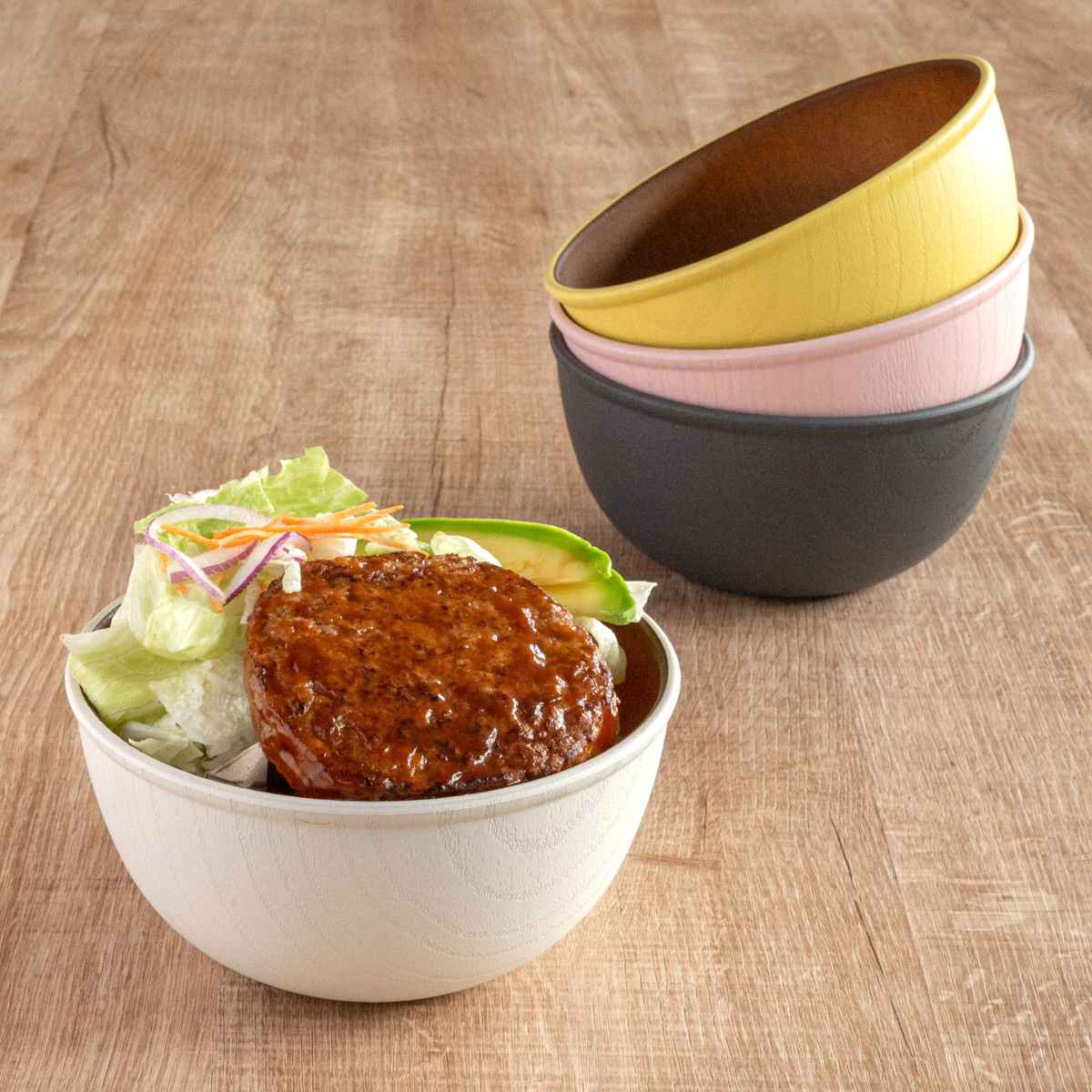 【楽天市場】ボウル 15cm L 木目調 isso ecco 同色5個セット （ 食洗機対応 電子レンジ対応 サラダボウル お椀 日本製 クリーンコート加工 防汚性 撥水性 軽い 割れにくい ...