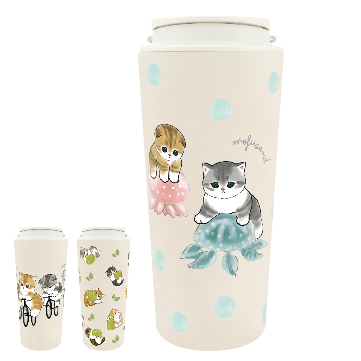 【楽天市場】タンブラー 430ml mofusand キャリー 保温 保冷 （ モフサンド クラゲ サイクリング フルーツにゃん キャラクター かわいい 真空二重 ステンレス 真空二重構造 ...