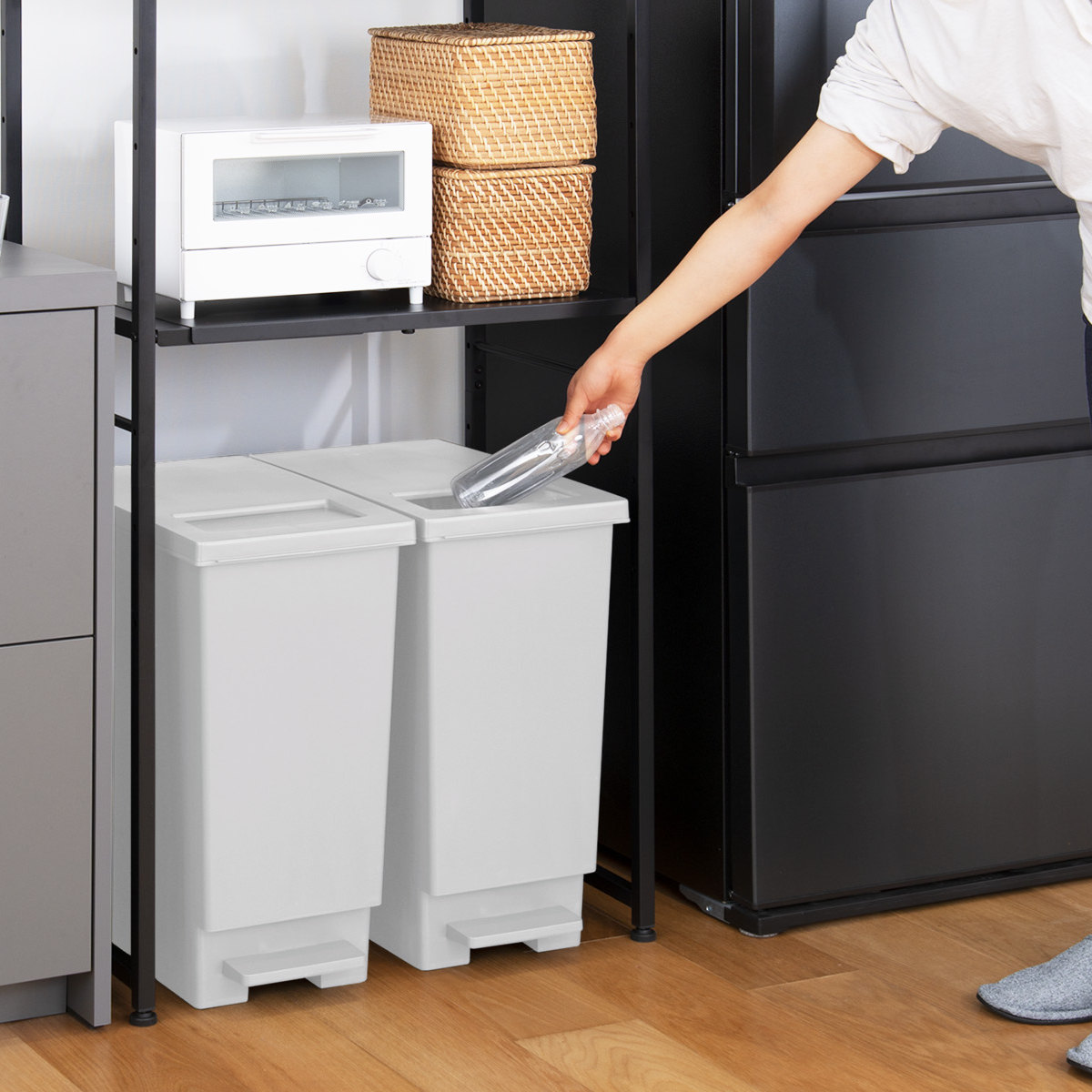 ゴミ箱 ユニード プッシュ＆ペダル 20L 30L 45L （ 20リットル 30リットル 45リットル ふた付き プッシュ ペダル 分別キッチン ダストボックス スリム 分別ゴミ箱 棚下 ...