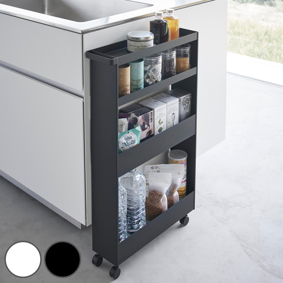 【楽天市場】【レビュー特典付き】 山崎実業 tower キャスター付きスリムワゴン タワー 4段 （ 4903208018067 タワー ...