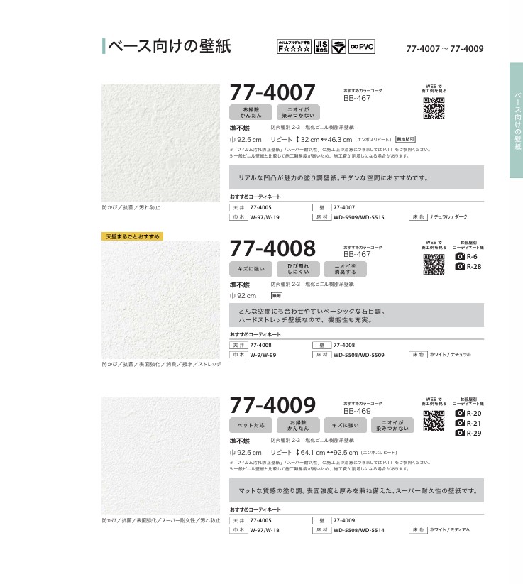 【楽天市場】サンゲツ ベース向けの壁紙 77-4007 77-4008 77-4009 77-4010 77-4011 77-4012：内装 Up Field