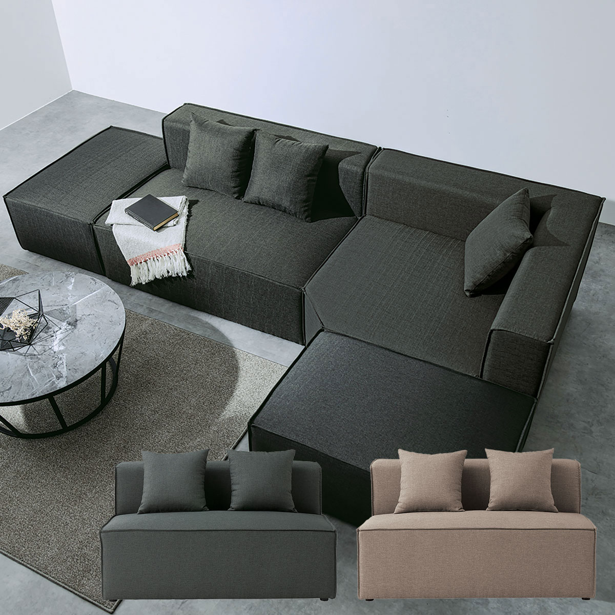 【楽天市場】チェリーファニチュア アームレス ソファ 2P 120幅 クッション LS-426L【代引き不可】：INTERIOR3I（家具・雑貨）