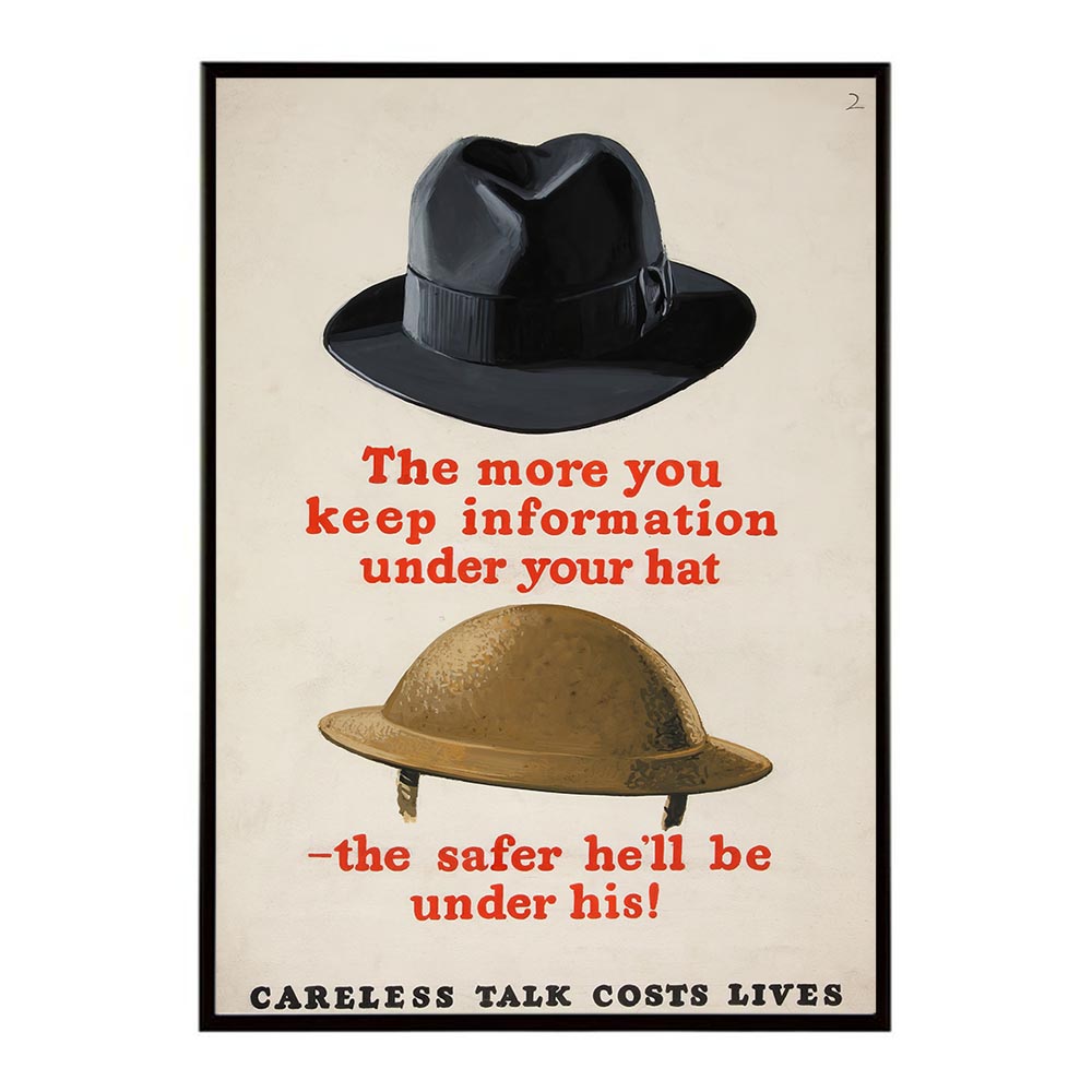 【楽天市場】The_more_you_keep_information_under_your_hat_?_the_safer_he’ll_be_under_his!_Careless_talk ...