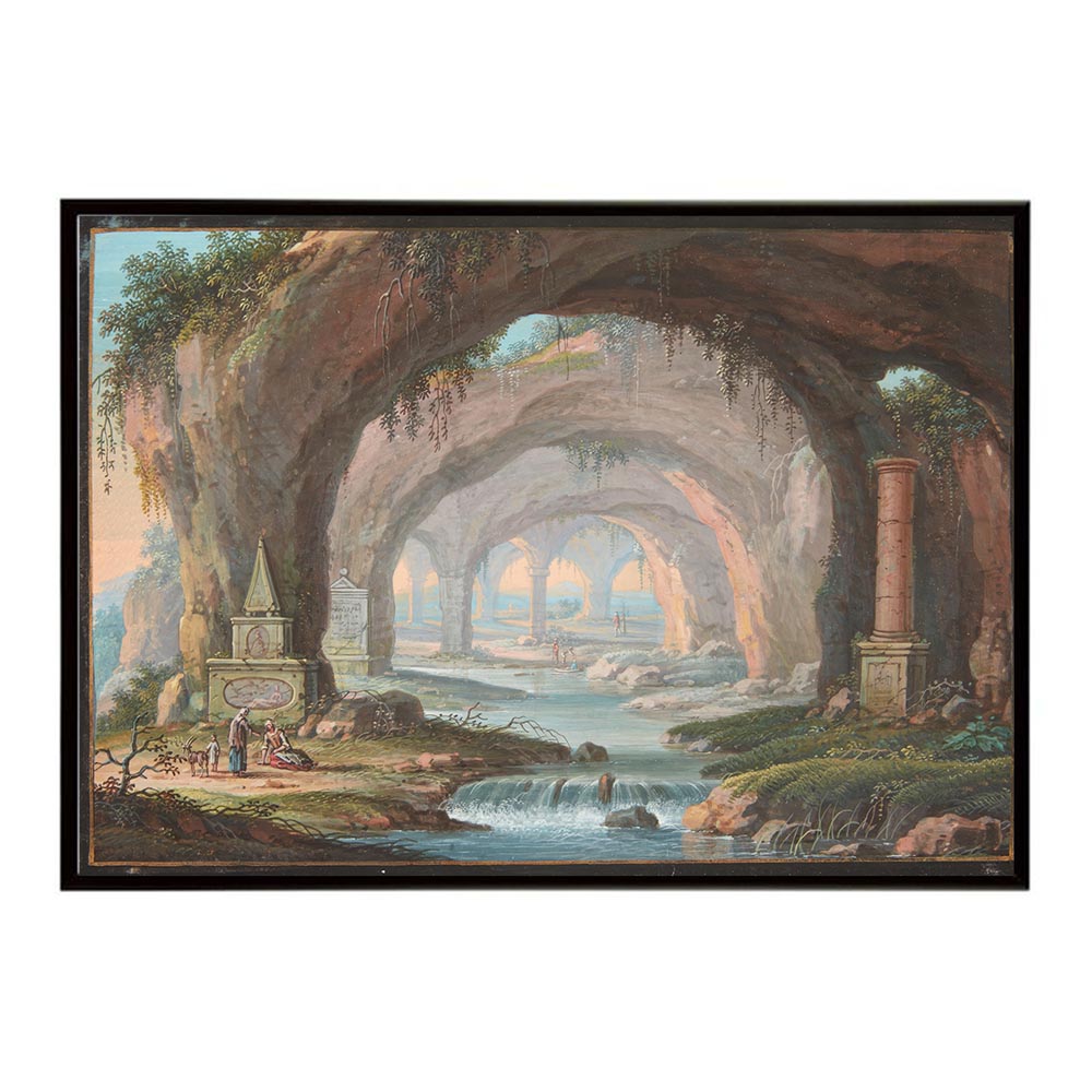 【楽天市場】世界の古い絵画 レトロポスター デジタルリマスターLandskab med gennembrudte grotter ...