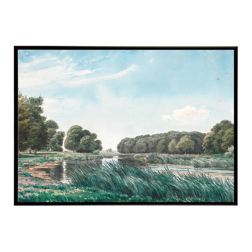 【楽天市場】世界の古い絵画 レトロポスター デジタルリマスターTrarigt landskab med en so og tre born ...