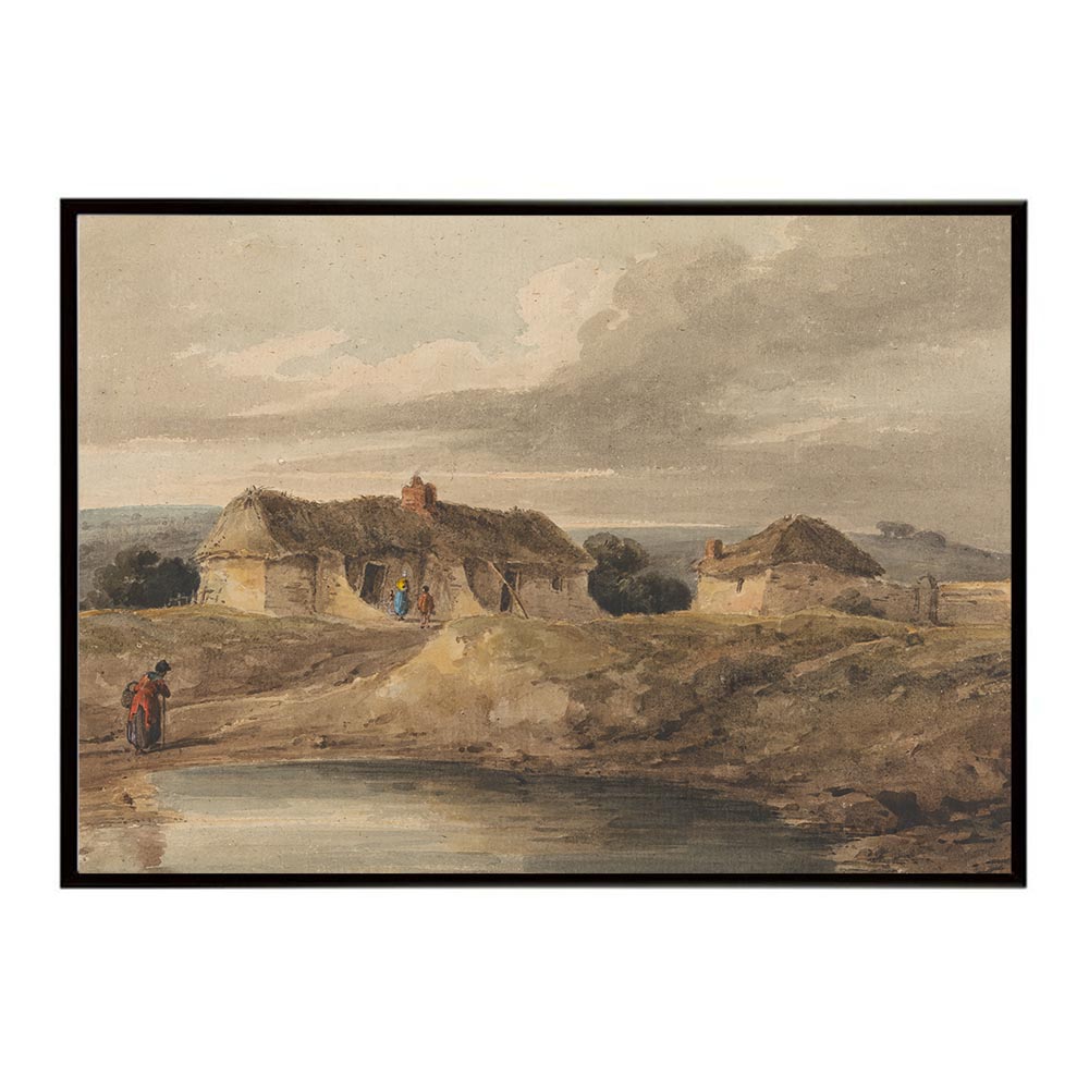 【楽天市場】ポスター 名画 絵画 フレーム 茅葺き屋根の建物のある風景 インテリア おしゃれ 田園風景 デジタルリマスター 横 A B 1 2 ...