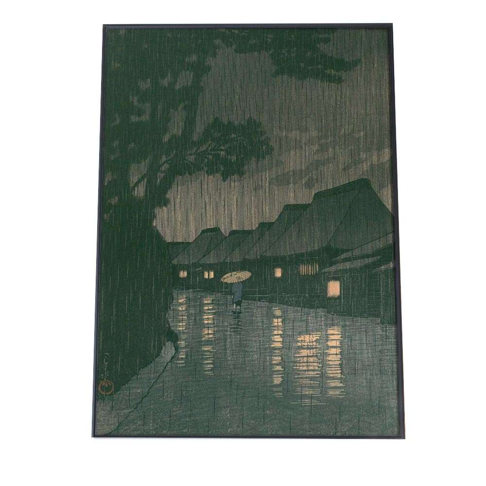 【楽天市場】川瀬巴水 かわせはすい ポスター 33相州前川の雨 複製 レプリカ 名画 デジタルリマスター レトロ絵画 絵師 浮世絵 和 日本