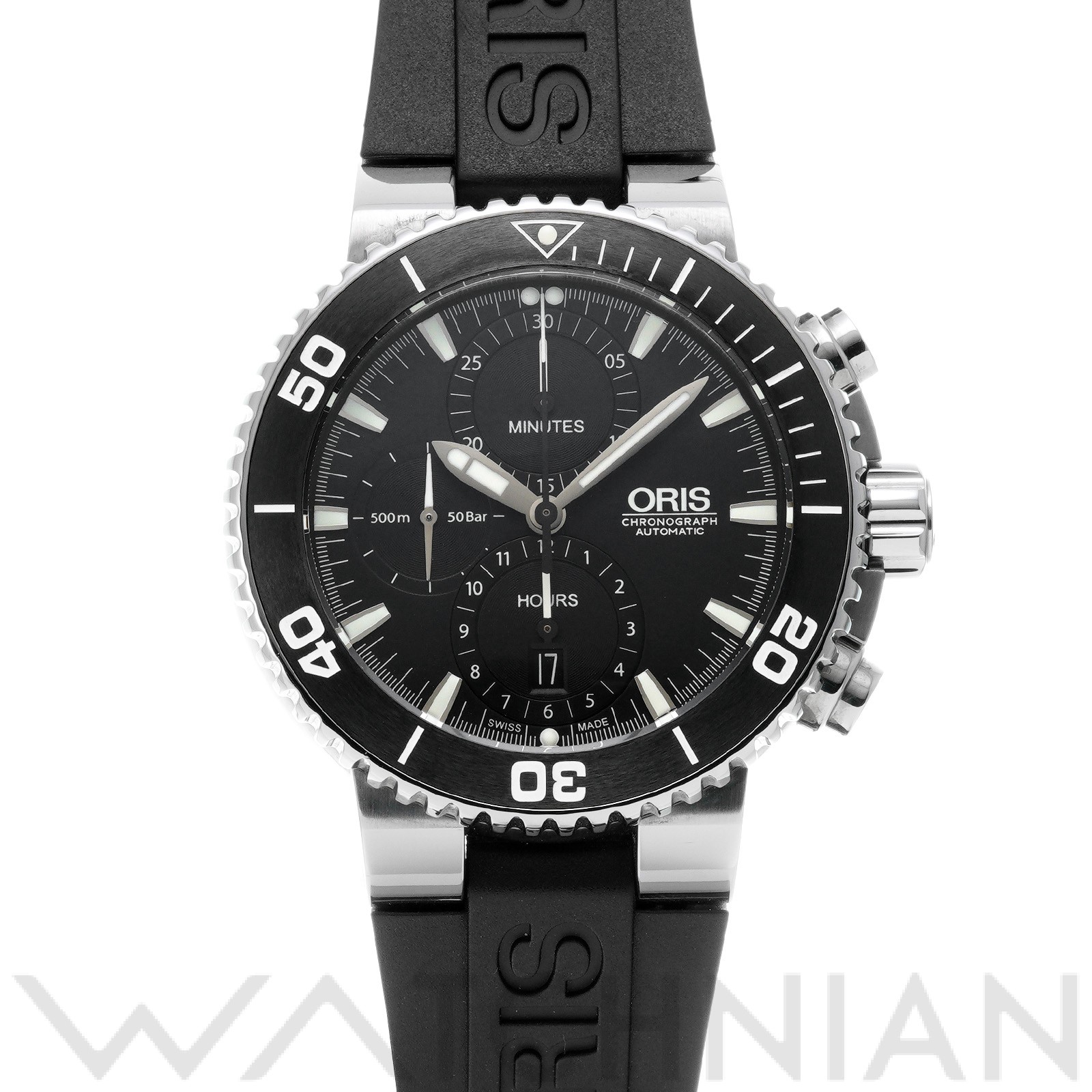 【楽天市場】【中古】 オリス ORIS アクイス クロノグラフ 01 774 7655 4154-07 4 26 34EB ブラック メンズ ...