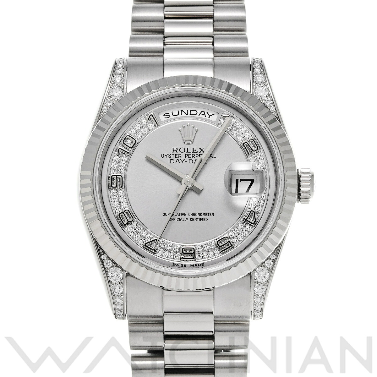 【楽天市場】【ローン36回払い無金利】【中古】 ロレックス ROLEX デイデイト 118339 シルバー/ダイヤモンド メンズ 腕時計 ...