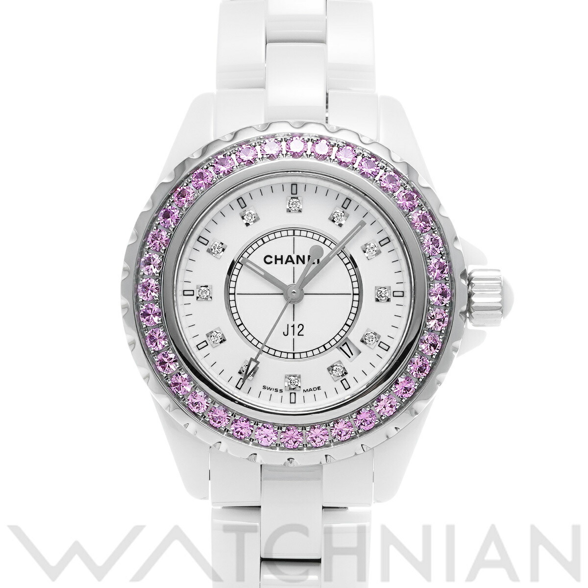 【楽天市場】【ローン60回払い無金利】【中古】 シャネル CHANEL J12 33MM H2010 ホワイト/ダイヤモンド レディース 腕 ...