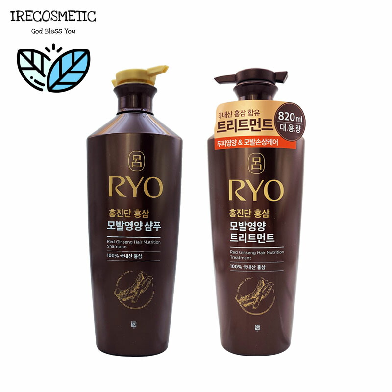 【楽天市場】\リョ／呂 ホンジンダン 紅参 毛髪栄養 【シャンプー/トリートメント】 各820ml/韓国/ヘアケア/ダメージヘア/毛根/頭皮/RYO/Red Ginseng Hair ...