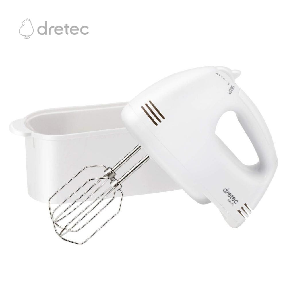 【楽天市場】ドリテック ハンドミキサー HM-703WT ホワイト ホイッパー コンパクト収納 電動 ケース付き 泡立て器 電動 アタッチメント お菓子作り 料理：彩り空間ホームライフ