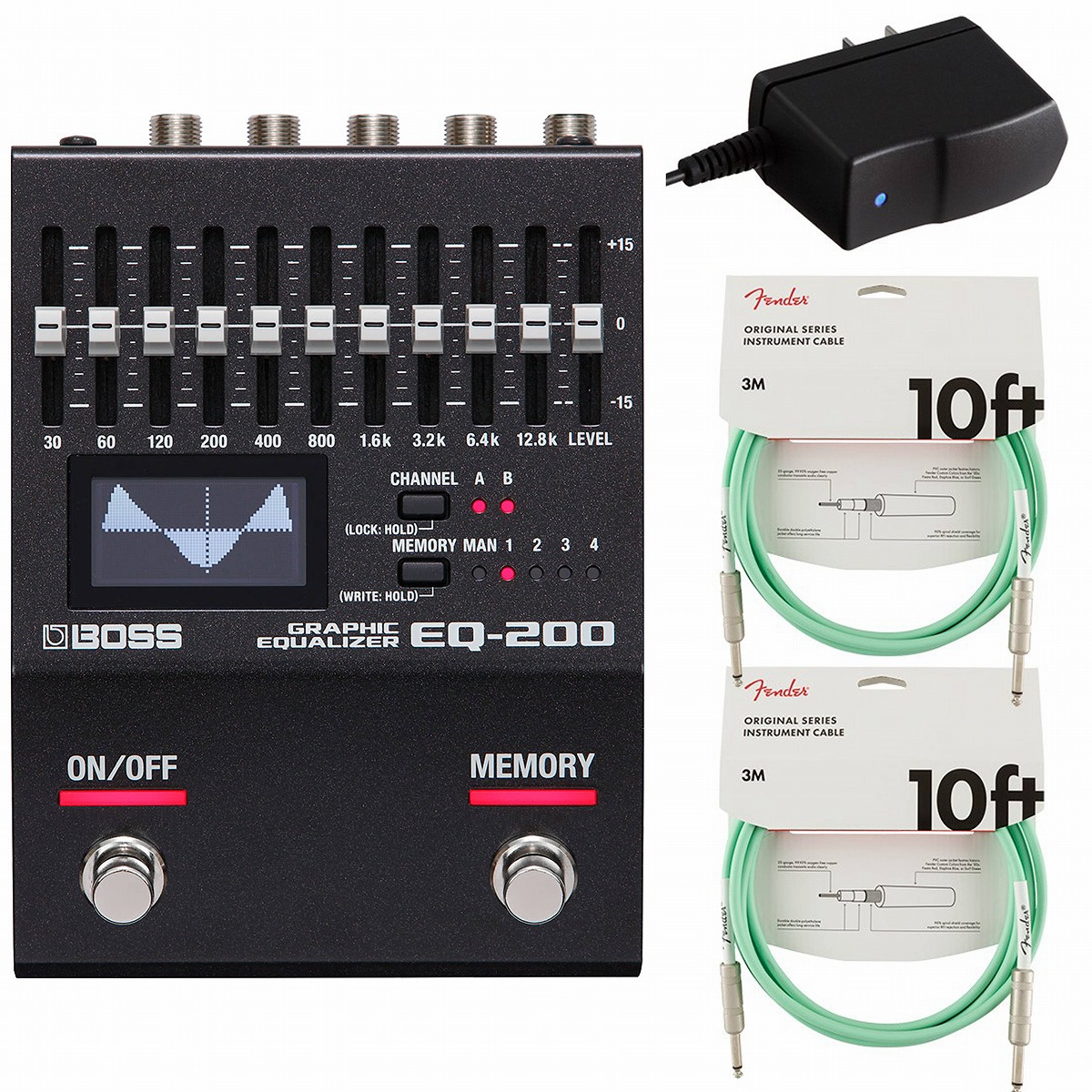 【楽天市場】BOSS / EQ-200 グラフィックイコライザー [純正アダプターPSA-100S2 + Fenderケーブル2本(Surf ...