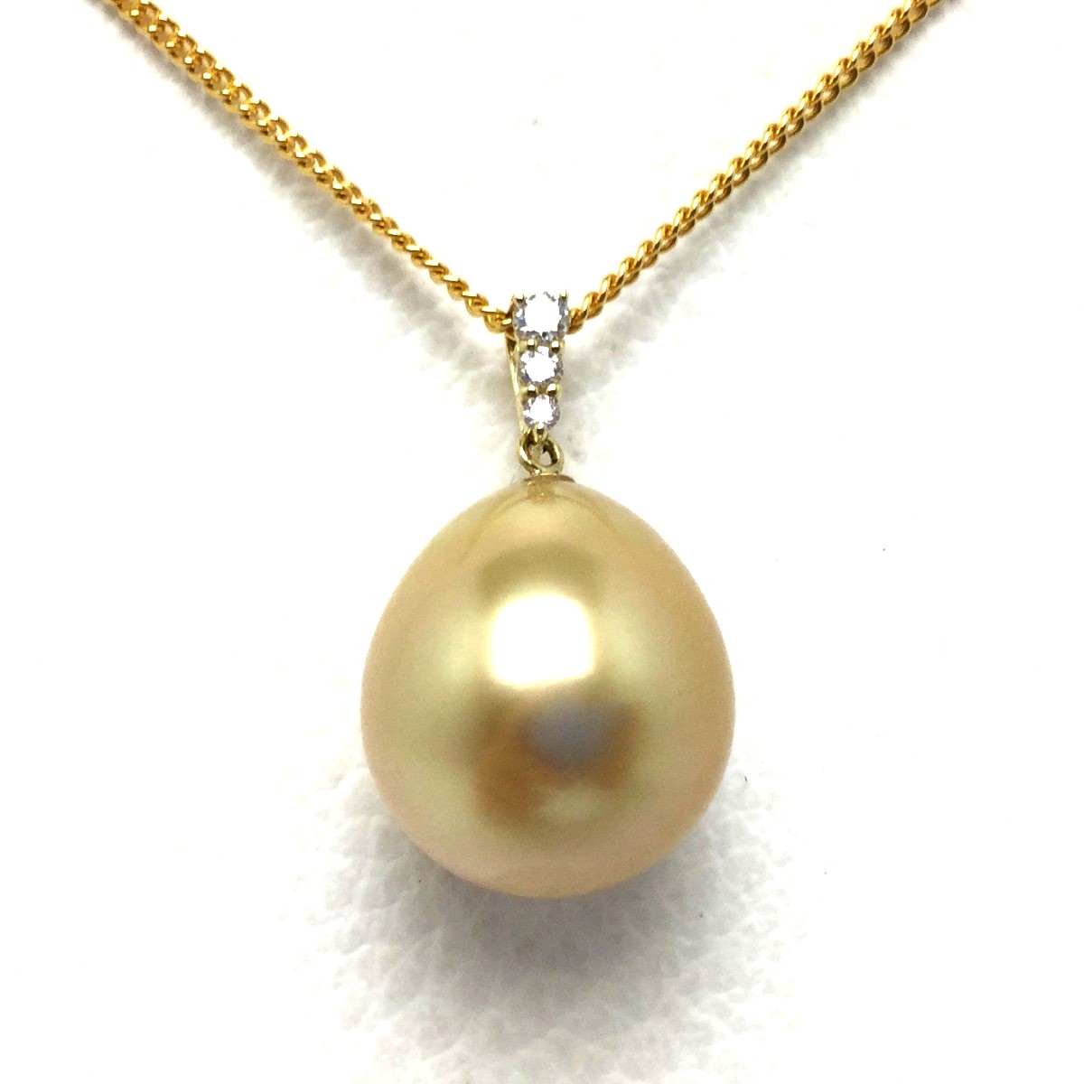 【楽天市場】真珠 ペンダントトップ パール 白蝶真珠 13.0mm ゴールド（ナチュラル） K18 イエローゴールド ダイヤモンド 0 ...