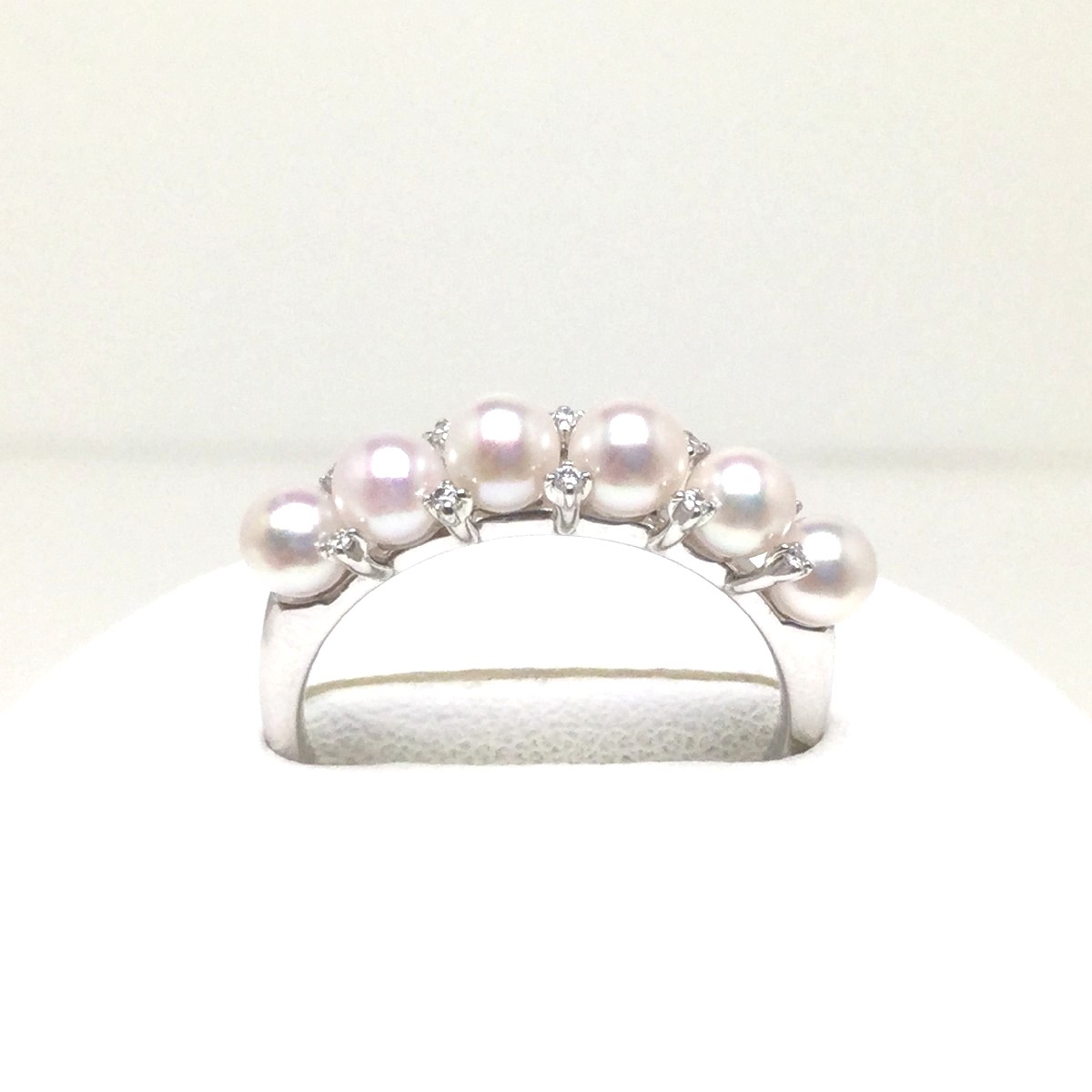 【楽天市場】真珠 リング パール アコヤ真珠 3.5-4.0mm ホワイトピンク Pt900 プラチナ ダイヤモンド 0.05ct 73762 ...