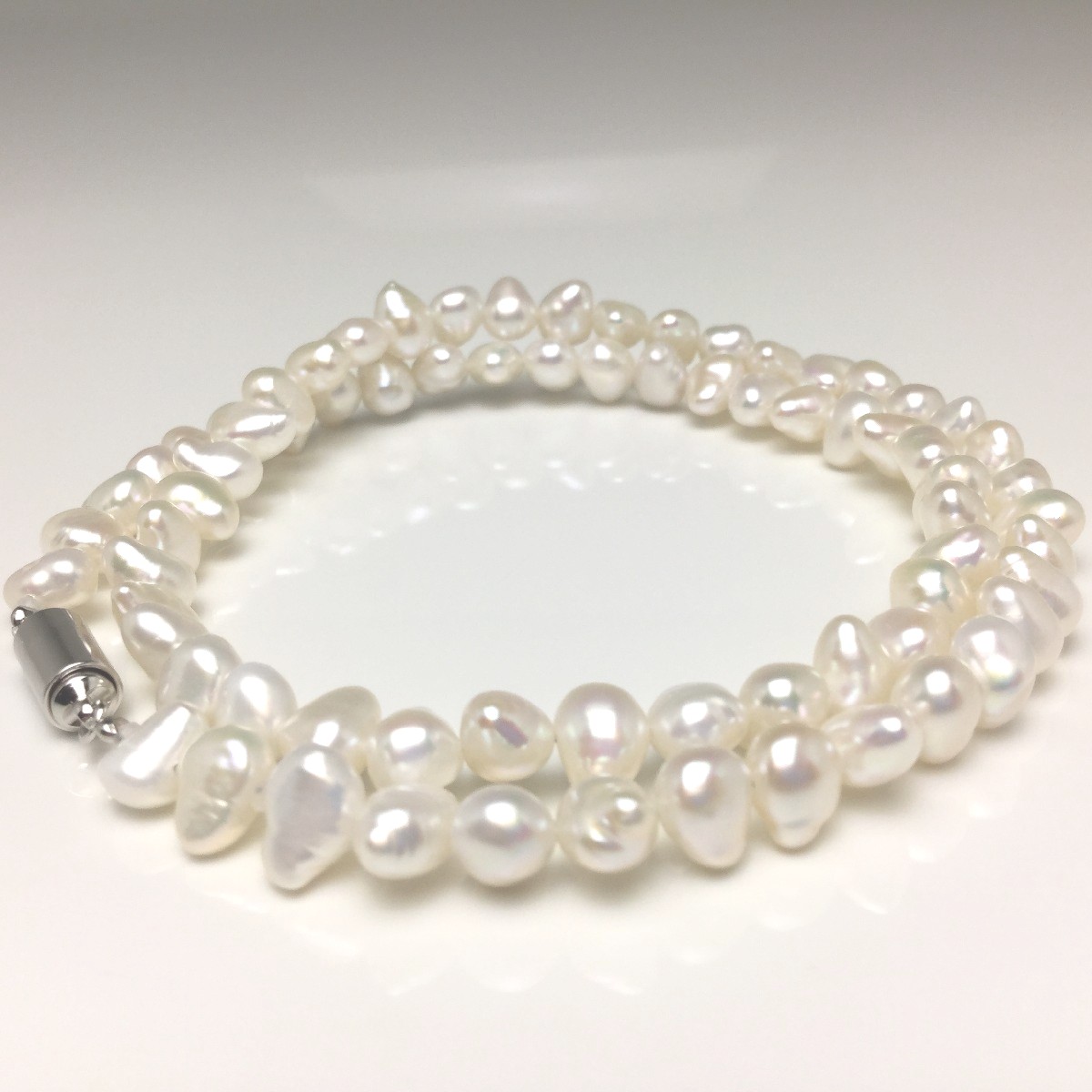 【楽天市場】真珠 ネックレス パール 淡水真珠 約5.0-6.5mm ホワイトカラー マグネット クラスップ 73837 イソワパール：伊勢 ...