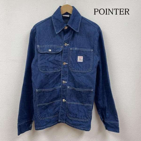 【楽天市場】POINTER ポインター 長袖 シャツ、ブラウス Shirt, Blouse カバーオール コットン インディゴ RN14916 MADE IN U.S.A ロゴ 刺繍【USED ...