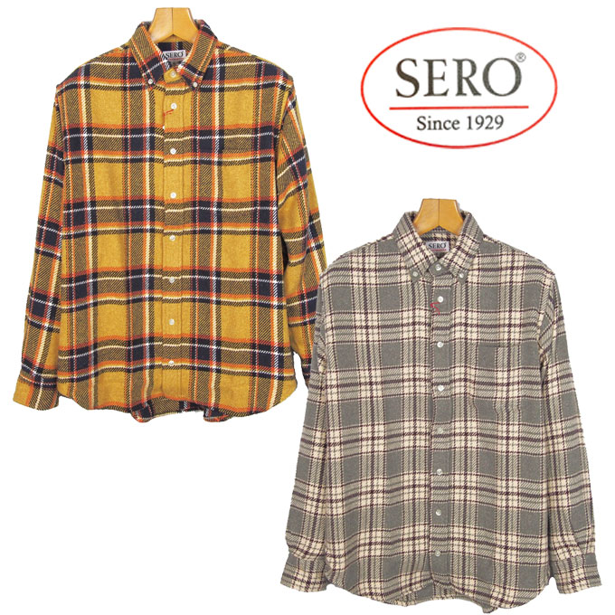 【楽天市場】SERO 長袖ボタンダウンシャツ コットンフランネル秋冬らしい大き目チェック柄綿、ポリエステル素材で柔らかい起毛素材です送料無料 ...