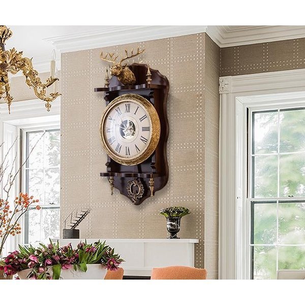 【楽天市場】純銅レトロヨーロピアンスタイル壁掛け時計シンプルアメリカ人パストラル居間デコレーションスイング壁グラフ世帯クォーツ 鹿の頭：I tainment SHOP