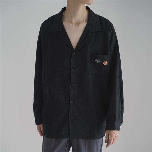 【楽天市場】THOM WILLS シャツ メンズ 長袖 お兄系 シャツ Vネック お兄系シャツ 黒シャツ M L XL 2X ポケ付き かっこ ...