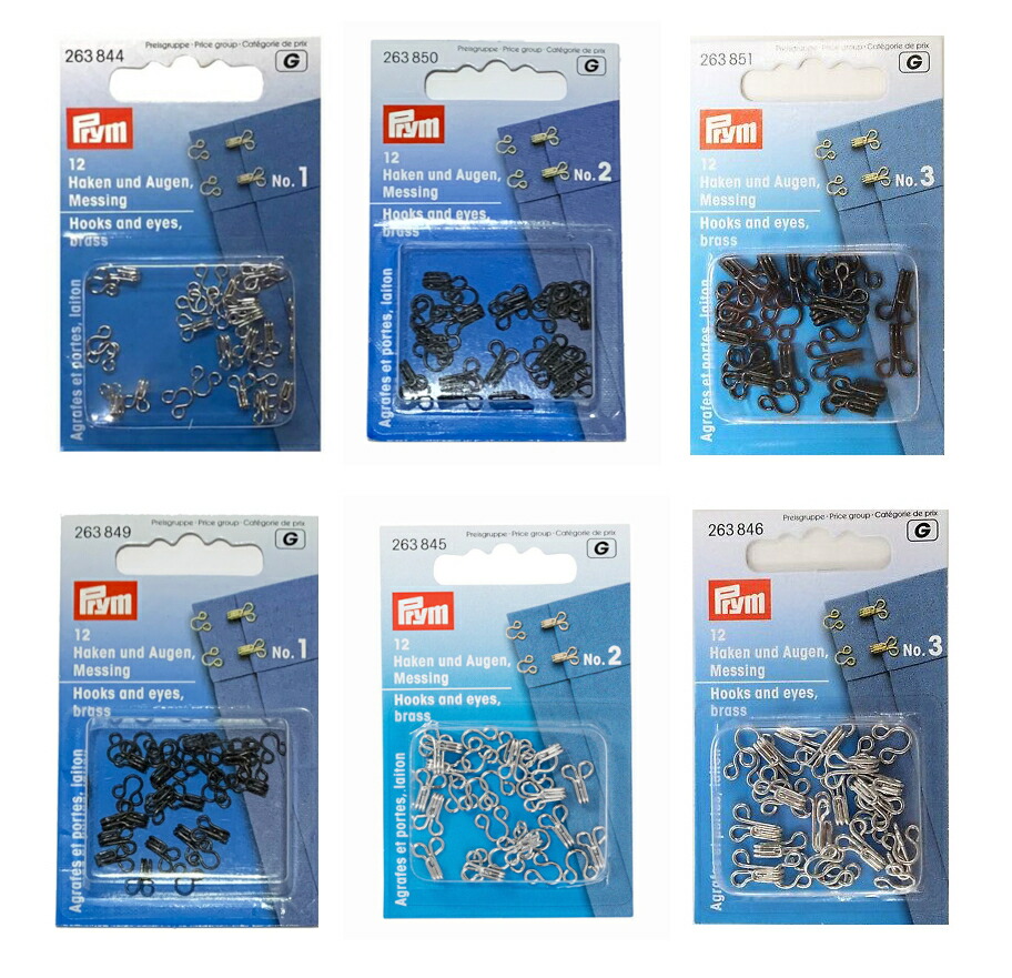 【楽天市場】PRYM ガーメントホック＆アイ シルバー・ブラック NO．1・NO．2・NO．3 1663844・1663849・1663845 ...