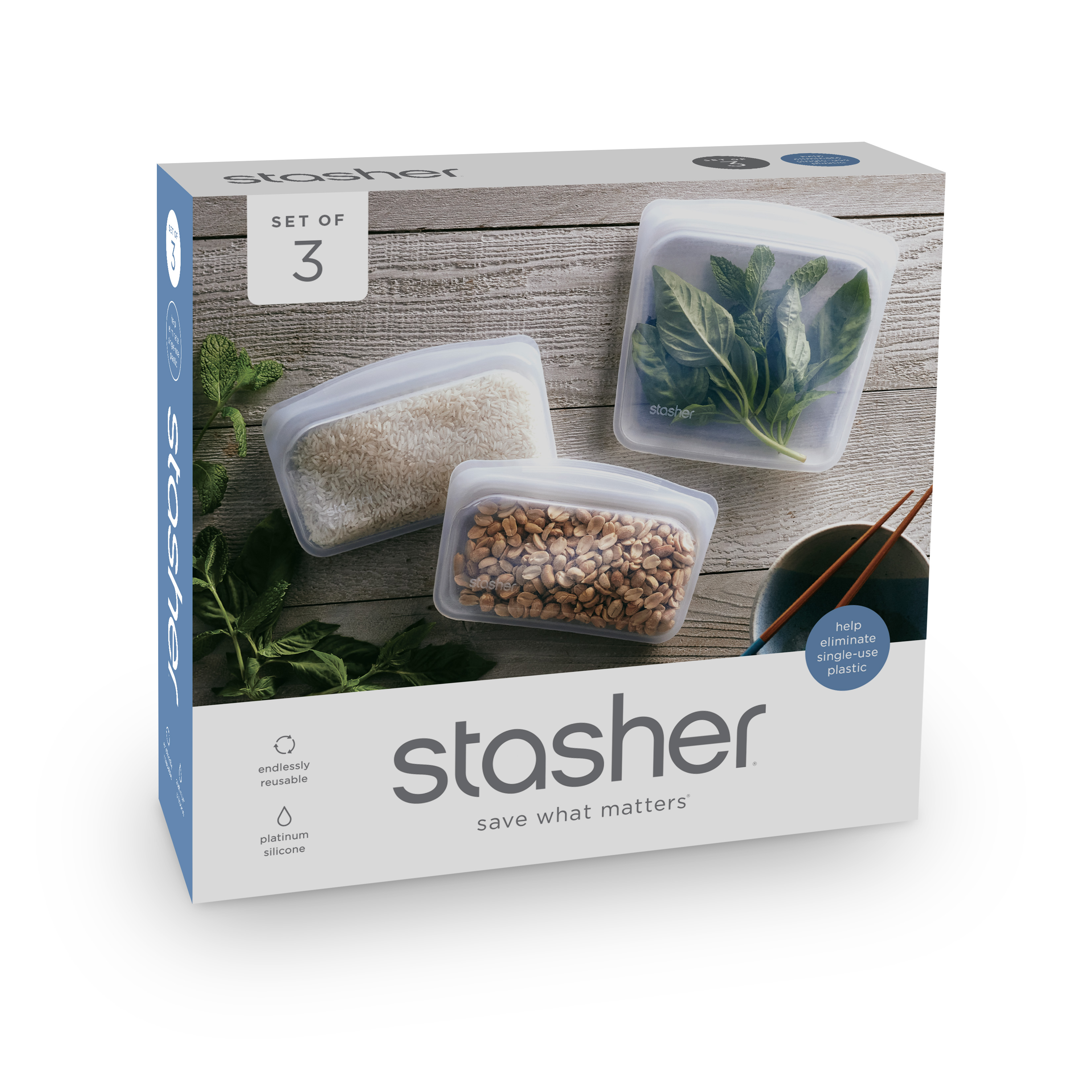 【楽天市場】スタッシャー EZ 3点セット MULTI PACK BOX CLEAR M/サンドイッチ1 S/スナック2 シリコンバッグ 保存容器 レンジ 湯せん オーブン 冷蔵 冷凍 食洗機 ...