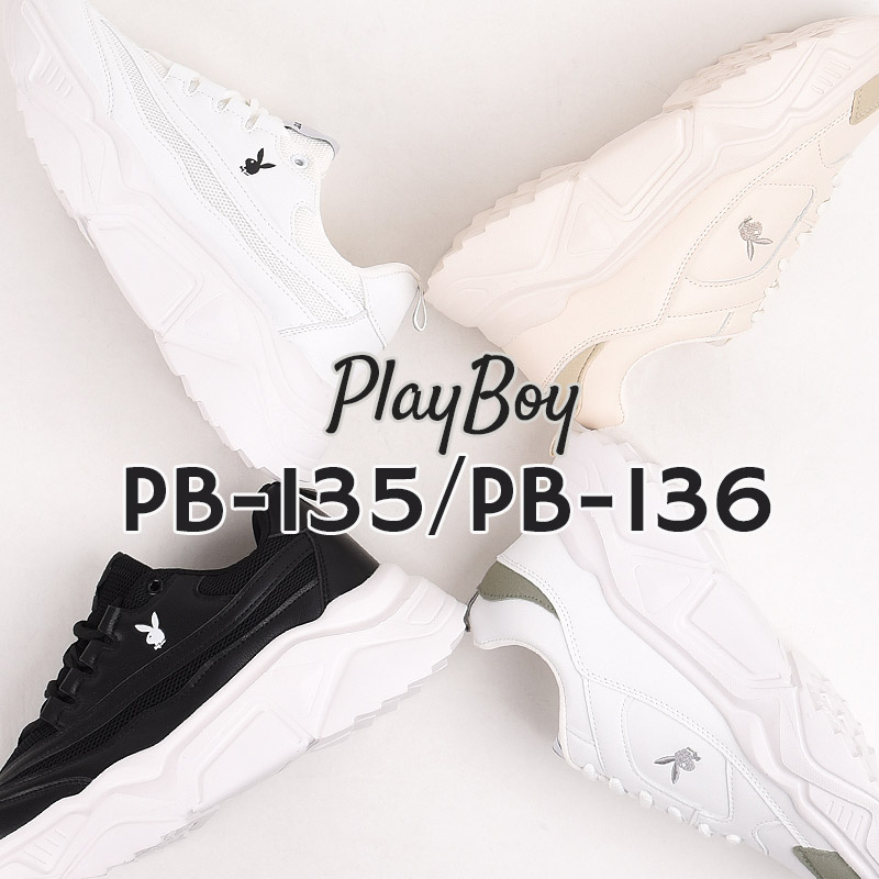 【楽天市場】プレイボーイ playboy スニーカー レディース ローカット カジュアル シューズ ファッション PB-135 BLK WHT PB-136 CRM/BRN WHT/GRY 黒 ...