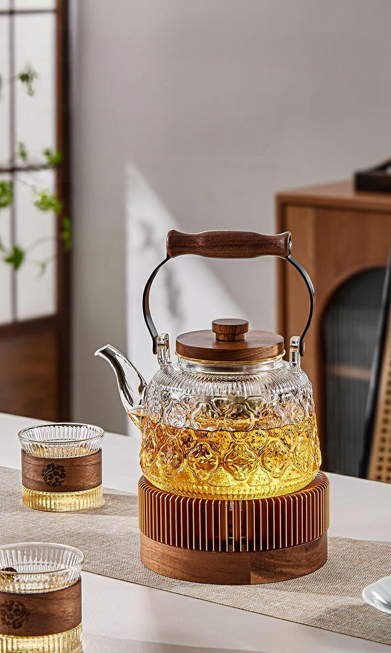 IwaiLoft「花海棠」 耐熱ガラス ティーポット 1000ml フローラガラス ガラスケトル 湯沸かし 手作り おしゃれ ガラスポット ガラスティーポット 大容量 紅茶ポット ガラス急須 ...