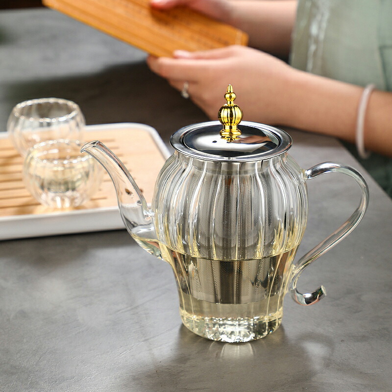 【楽天市場】IwaiLoft 耐熱ガラス ティーポット 700ml 茶こし付き ガラス製ポット 手作り ジャンピング 紅茶ポット フルーツティー 花茶 工芸茶 ハーフティー に ガラス急須 ...