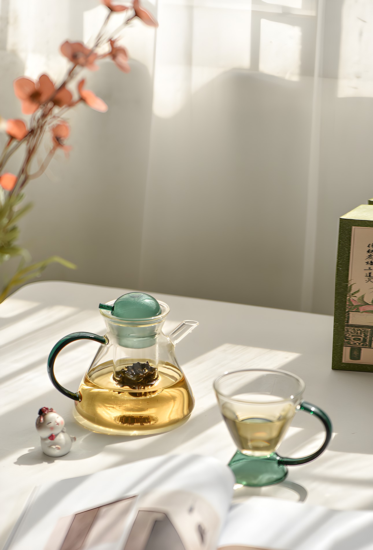 IwaiLoft 北欧 琥珀 耐熱ガラス ティーポット ガラス 急須 ガラス製ポット 紅茶ポット フルーツティー リーフティー 花茶 工芸茶 ハーフティー に【送料無料】【 直火可】